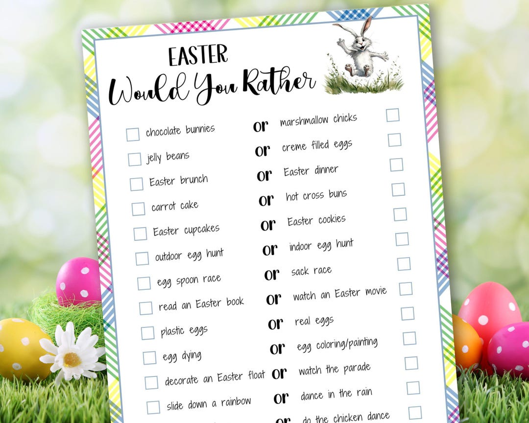 Easter Would You Rather Game Printable, Easter Party Games for Kids ...