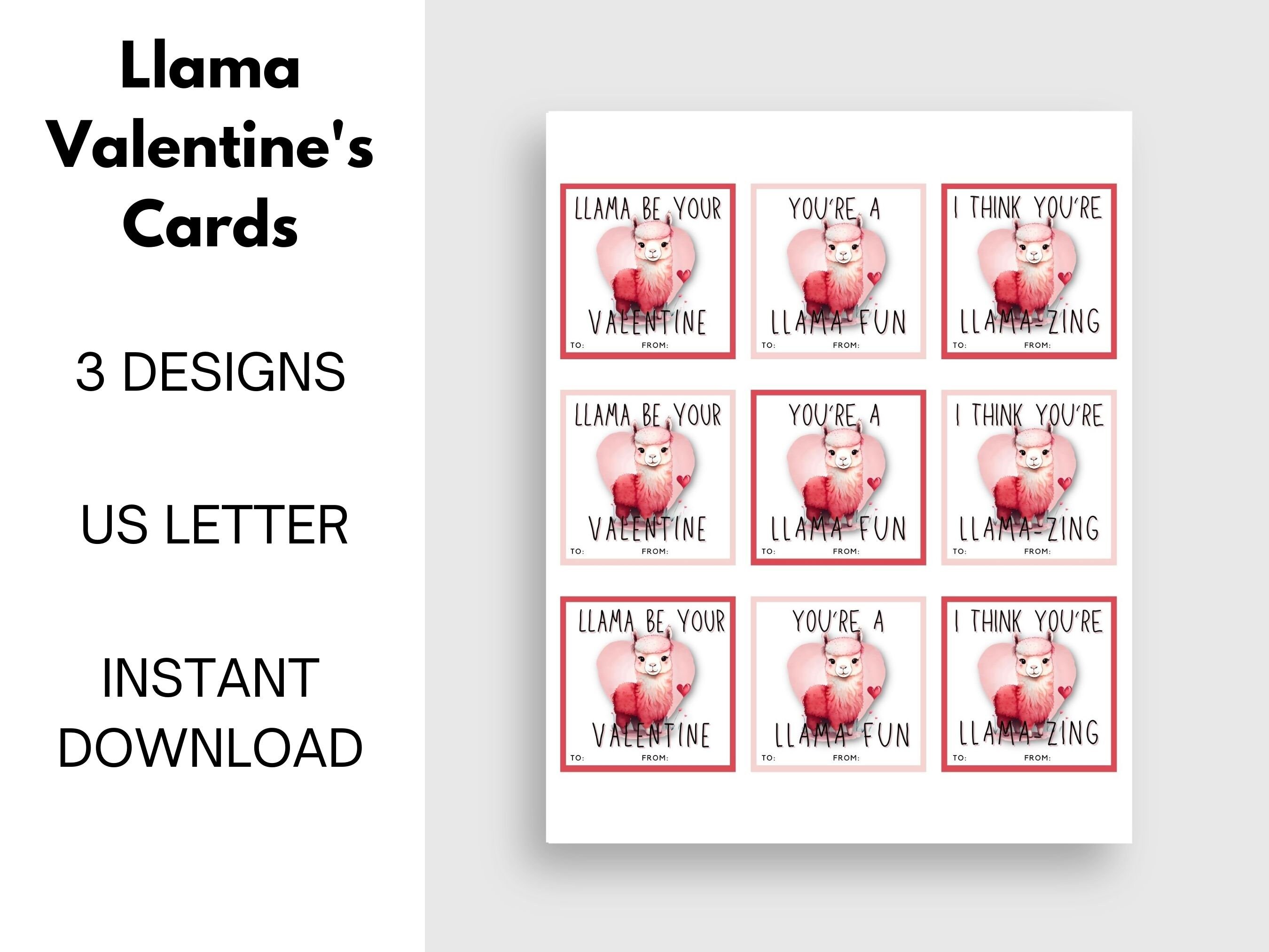 Printable Valentine Tags, Llama Valentines Printable for Kids ...