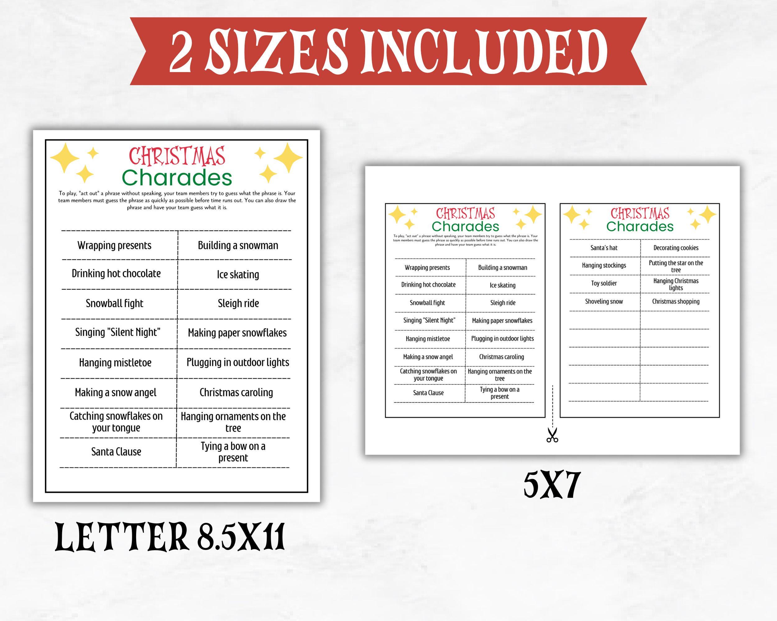 Christmas Charades Game, Christmas Party Games, Holiday Party Games ...