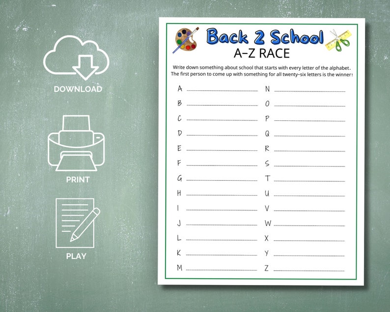 A to Z Game Printable, Back to School A-Z Game, School Icebreaker Game ...