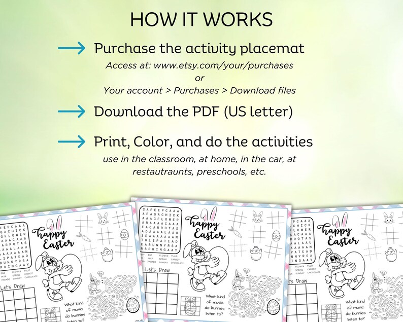 Easter Placemats, Coloring Placemats, Easter Activity for Kids, Easter ...