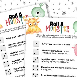 Halloween Games for Kids, Printable Roll a Monster Dice Game, Build a ...