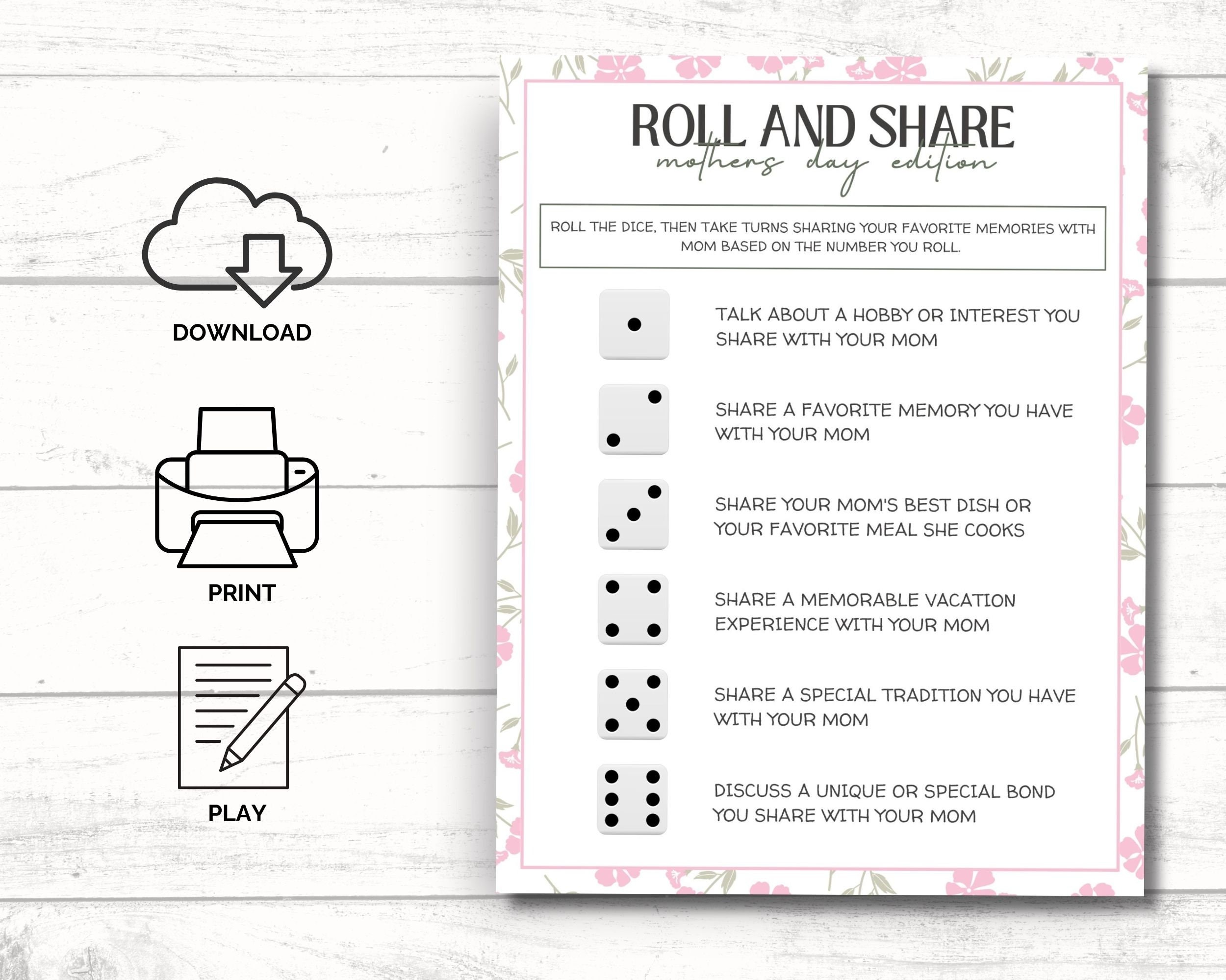 Mother's Day Games, Mother's Day Roll and Share Game, Mother's Day ...