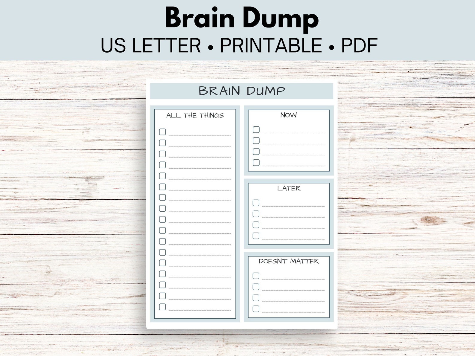 Brain Dump Printable, Brain Dump Template, To-do List, Minimalist ...