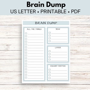 Brain Dump Printable, Brain Dump Template, To-do List, Minimalist ...