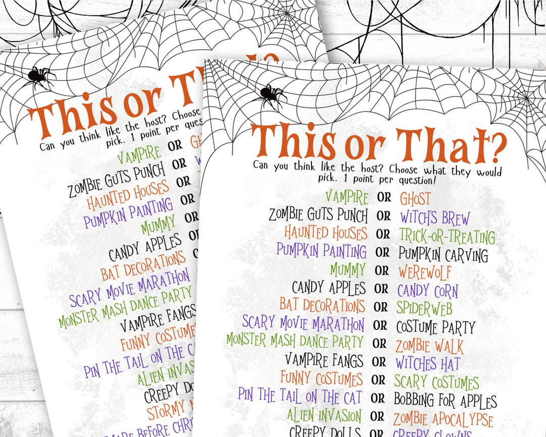 Halloween This or That Game, Halloween This or That Questions ...