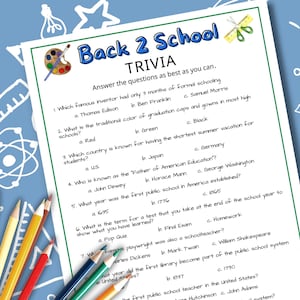 Back to School Trivia Game, Icebreaker Trivia Questions for Kids, First ...