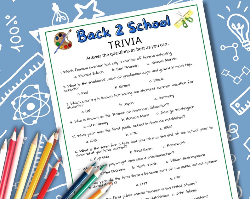 Back to School Trivia, School Trivia Questions, Back to School ...