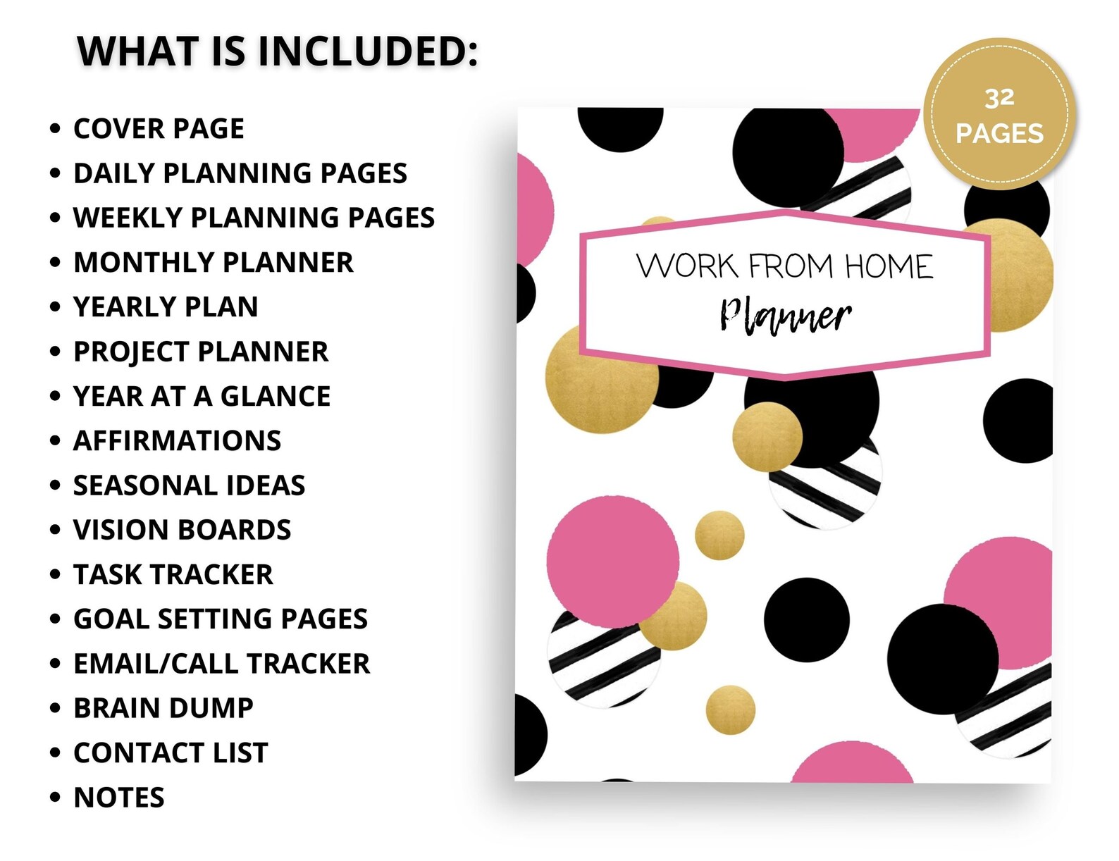 Work From Home Planner, Work Planner PDF, Weekly Planner, Monthly ...