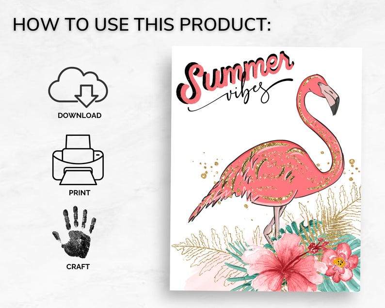 Summer Handprint Craft for Kids, Flamingo Printable Craft, Preschool ...