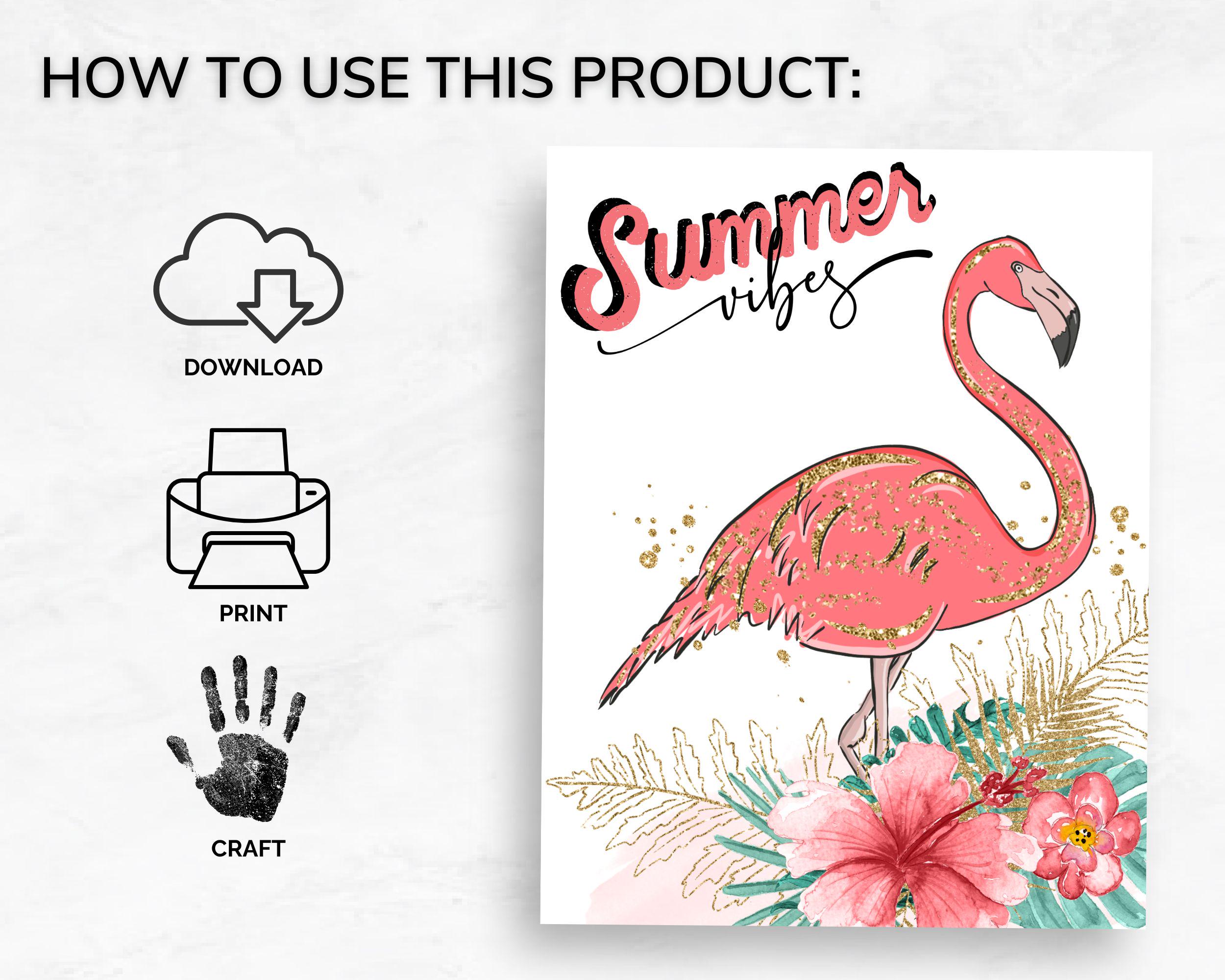 Summer Handprint Craft for Kids, Flamingo Printable Craft, Preschool ...