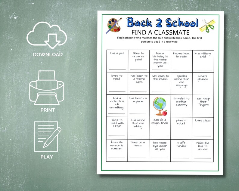 Find Someone Who, Back to School BINGO Game, Find the Guest BINGO, Get ...