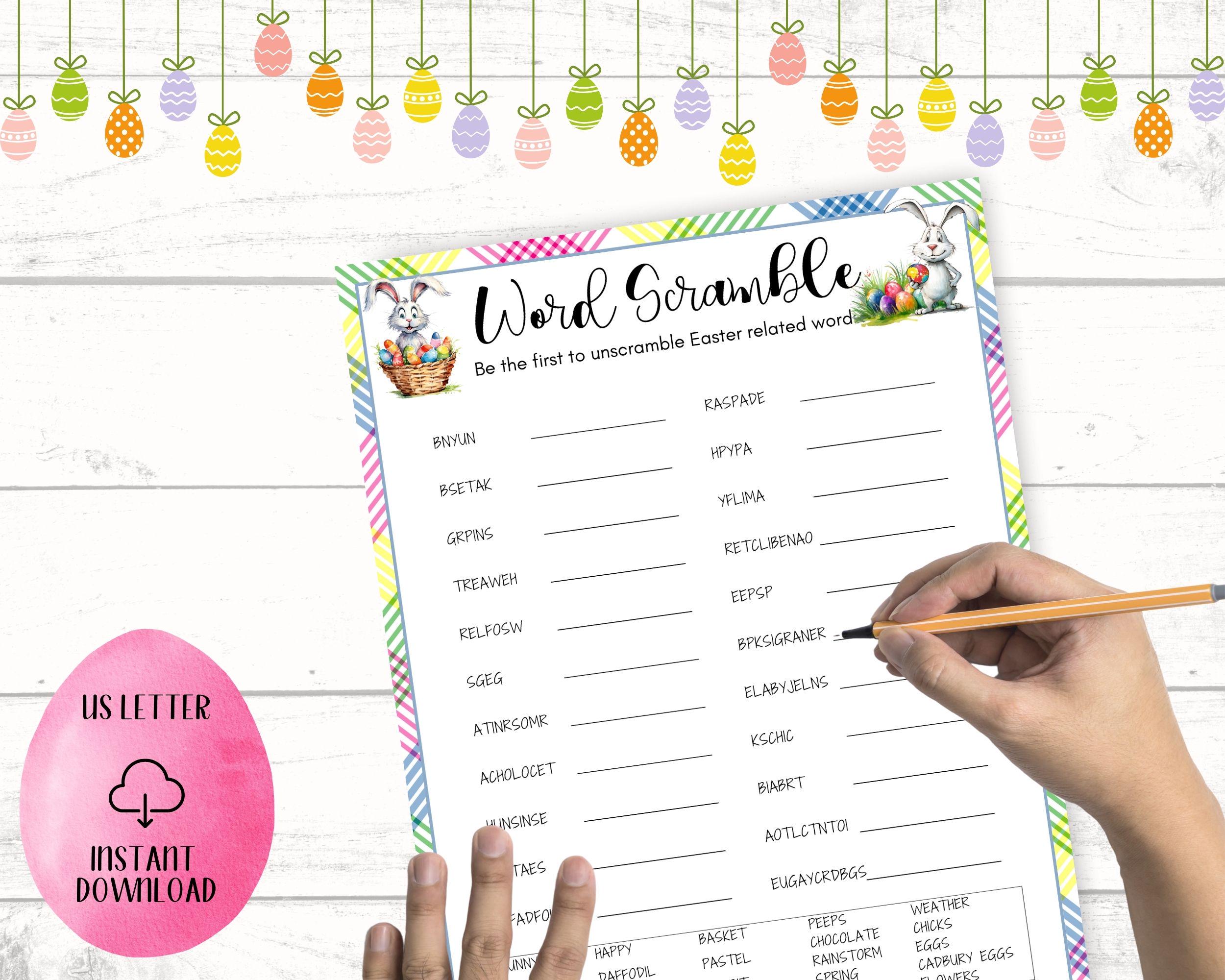 Printable Easter Unscramble Game for Kids, Easter Printable Activity ...