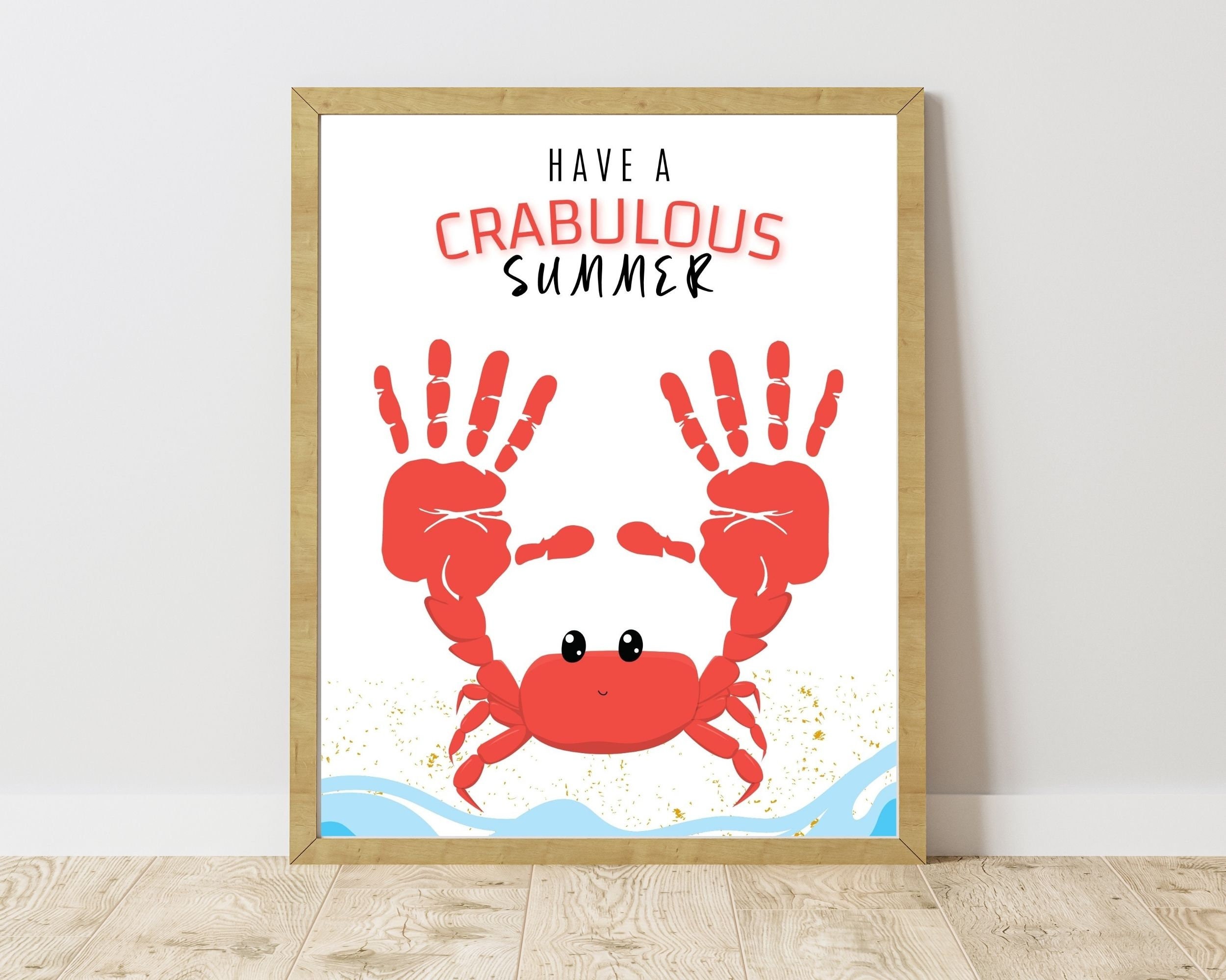 Summer Handprint Crab Craft, Handprint Art Printable, Toddler Handprint ...
