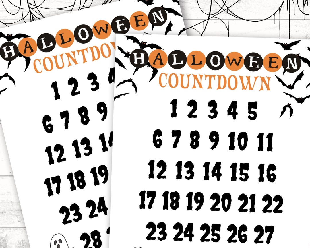 Halloween Printable Countdown, Halloween Countdown Calendar, Halloween ...