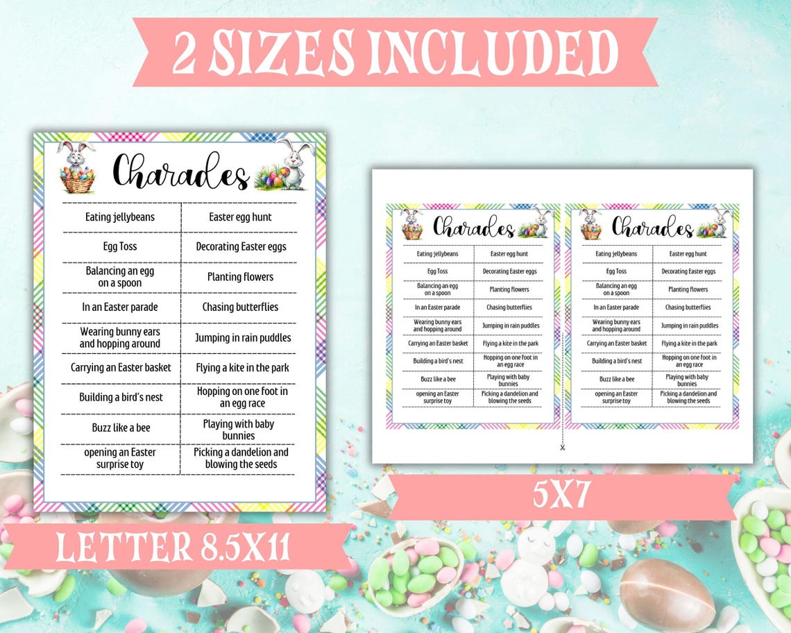 Easter Charades Game Printable for Kids, Easter Activity and Icebreaker ...