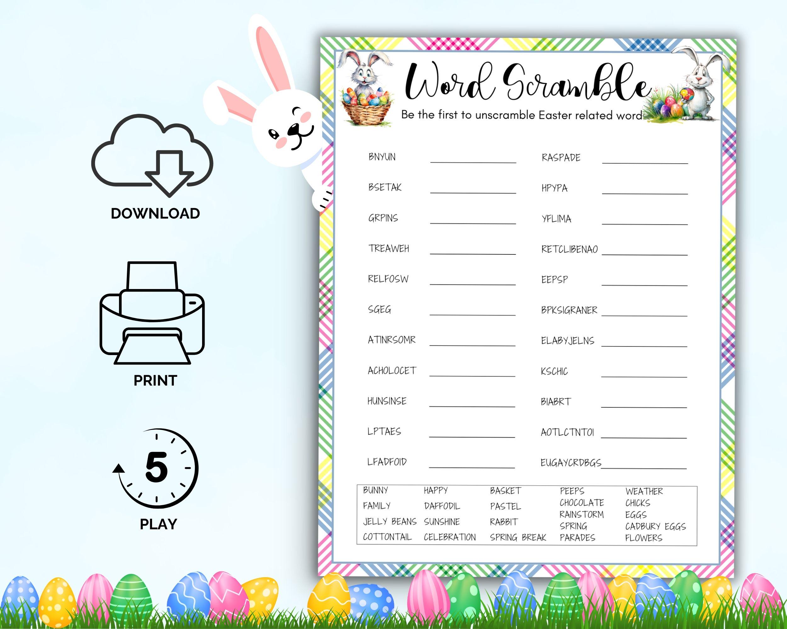 Printable Easter Unscramble Game for Kids, Easter Printable Activity ...