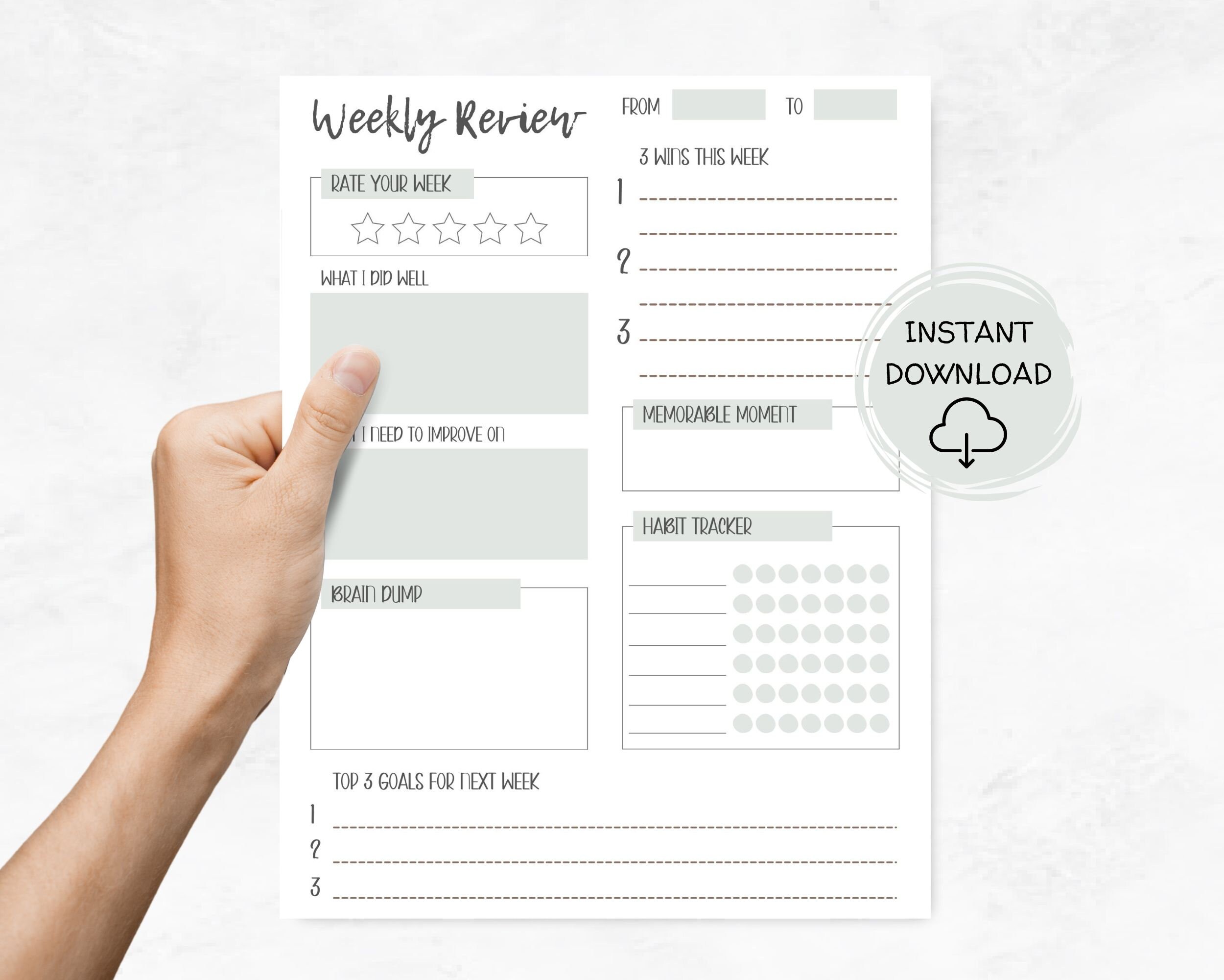 Weekly Self-reflection Printable, Weekly Reflection Journal, Goal ...