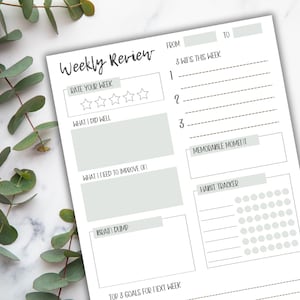 Weekly Self-reflection Printable, Weekly Reflection Journal, Goal ...