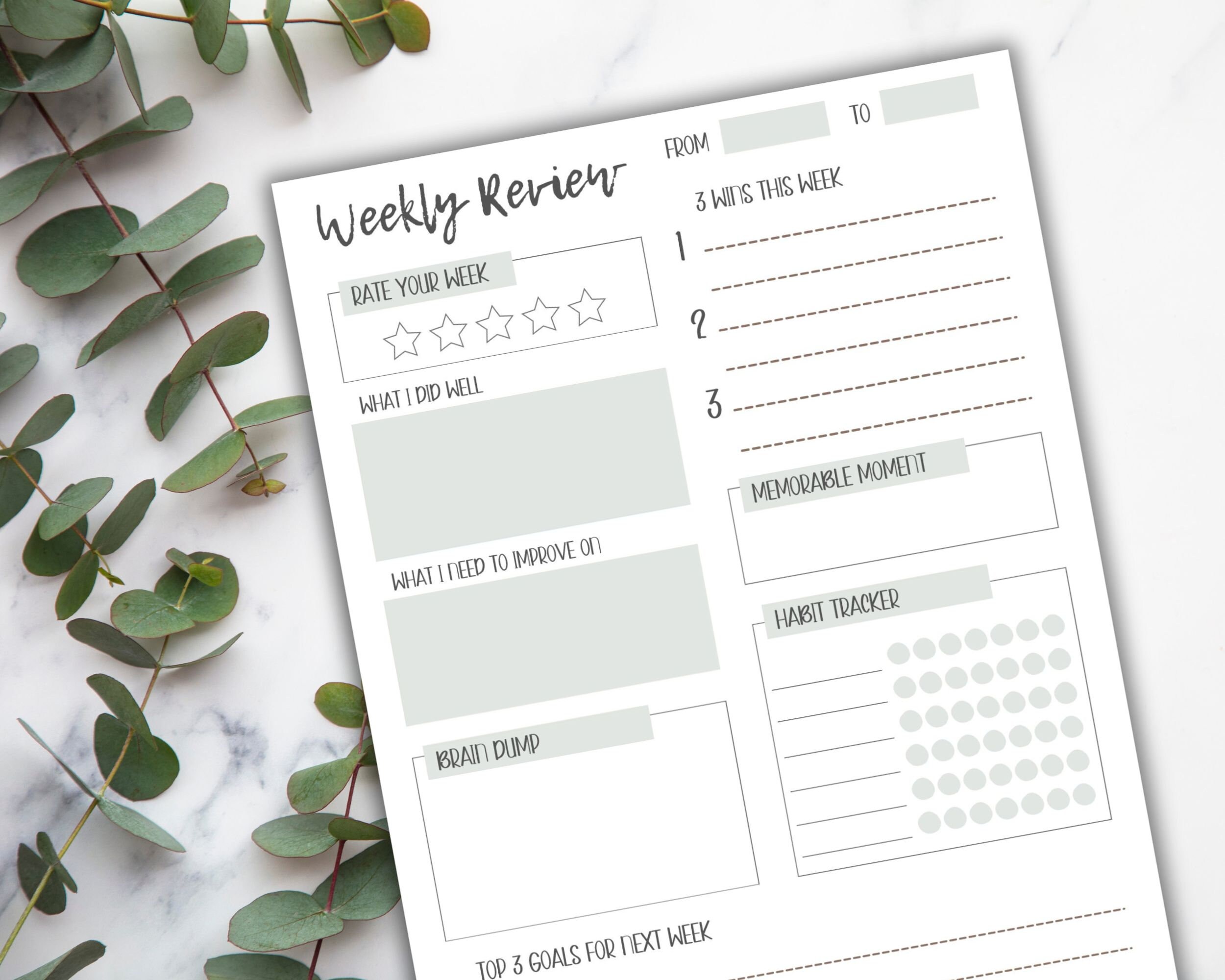 Weekly Self-reflection Printable, Weekly Reflection Journal, Goal ...