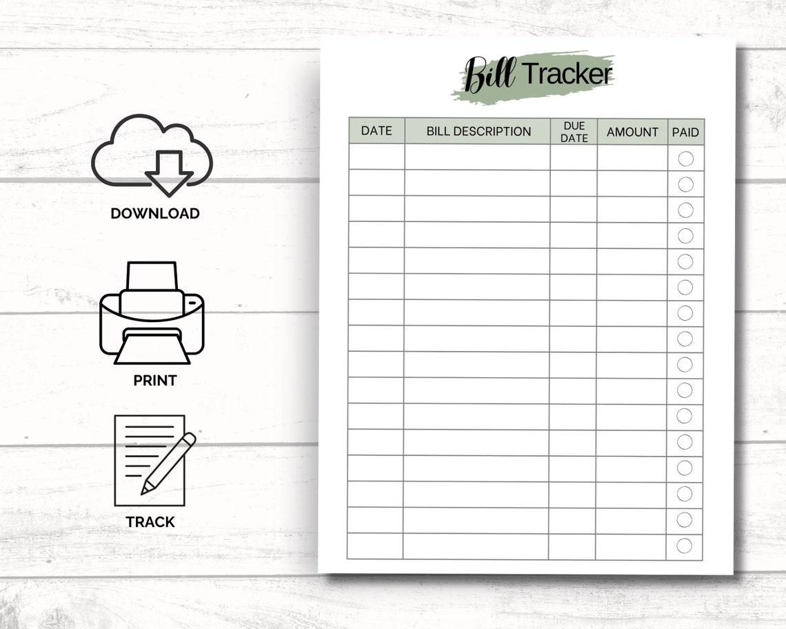 Monthly Bill Tracker Printable, Monthly Budget Tracker, Expense and ...