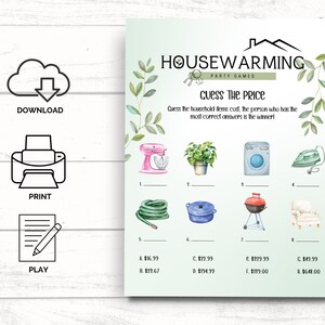 Housewarming Games Printable, Guess the Price Printable, Housewarming ...