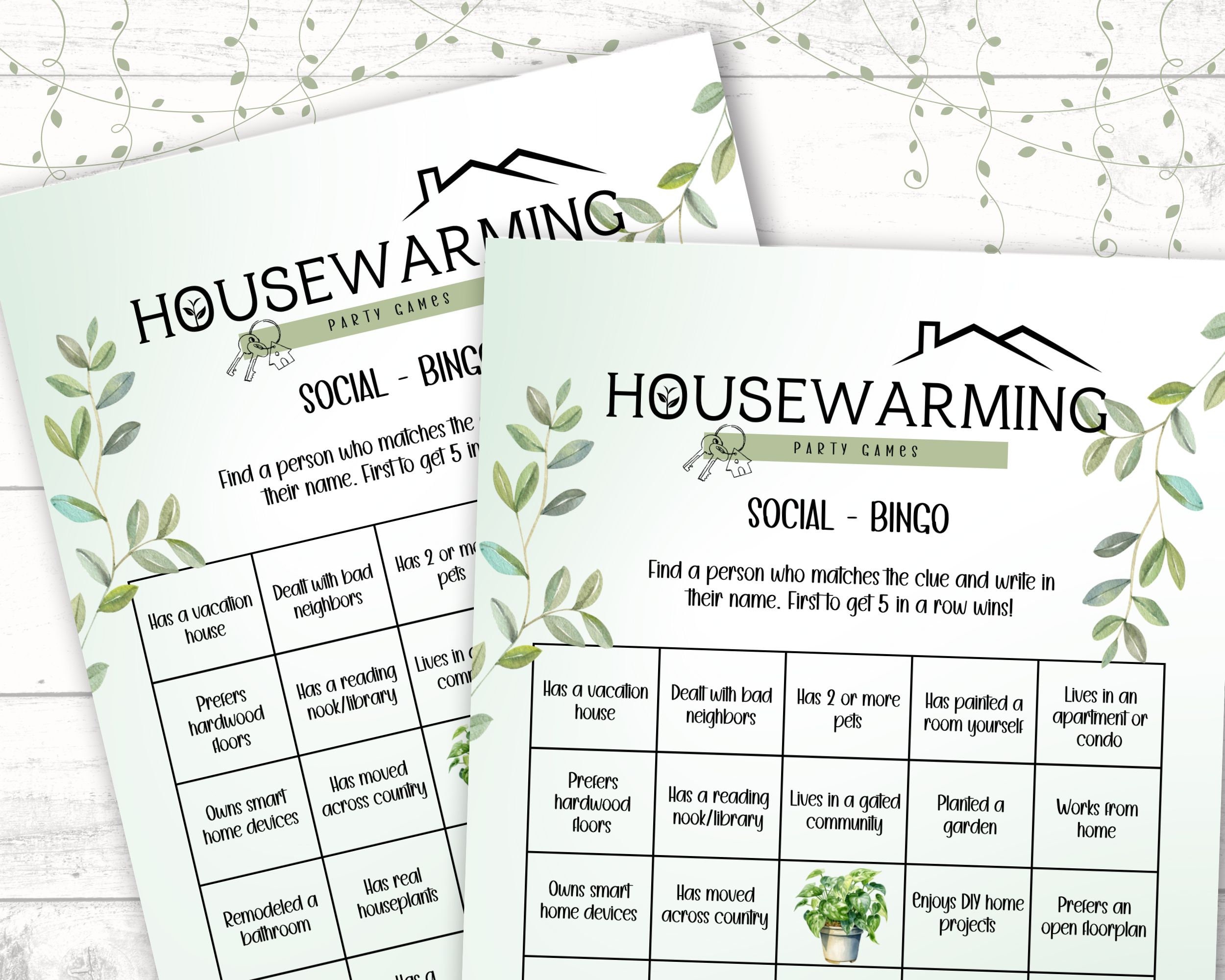 Housewarming BINGO Game, Housewarming Printable Games, New House Party ...