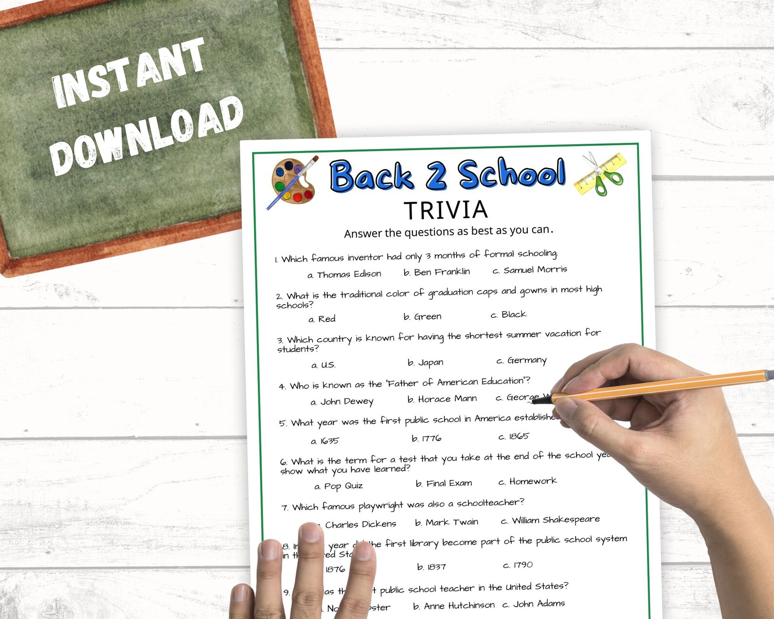 Back to School Trivia Game, Icebreaker Trivia Questions for Kids, First ...