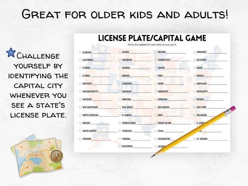 Kids Road Trip Travel Games, License Plate Game, I Spy License Plate ...
