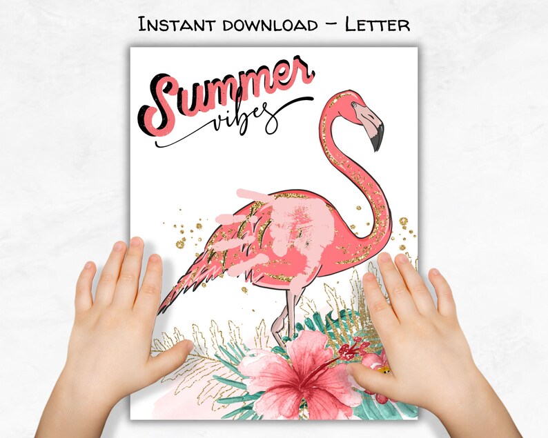 Summer Handprint Craft for Kids, Flamingo Printable Craft, Preschool ...
