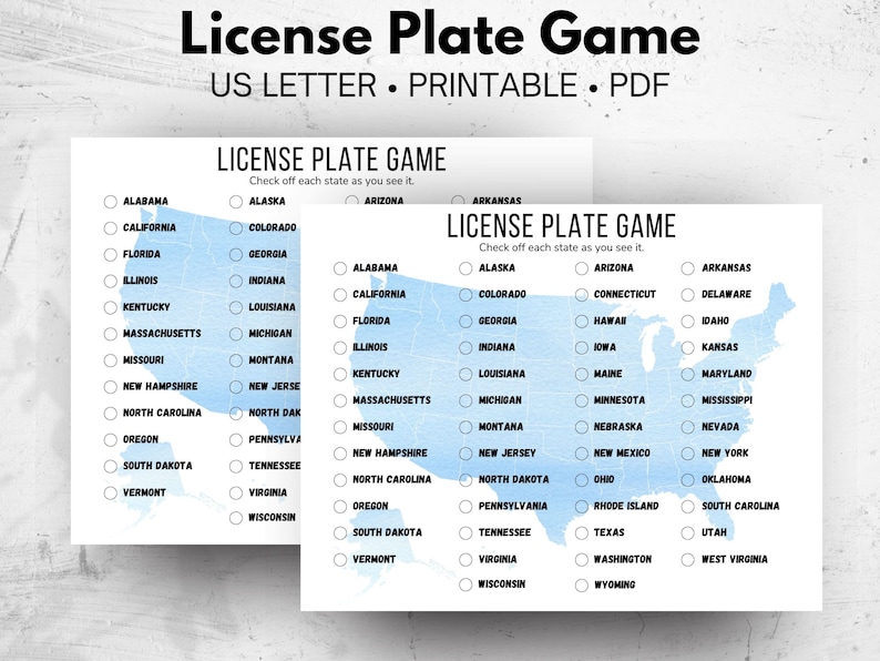 Road Trip License Plate Game, Kids Games Road Trip, Car Games, Travel ...