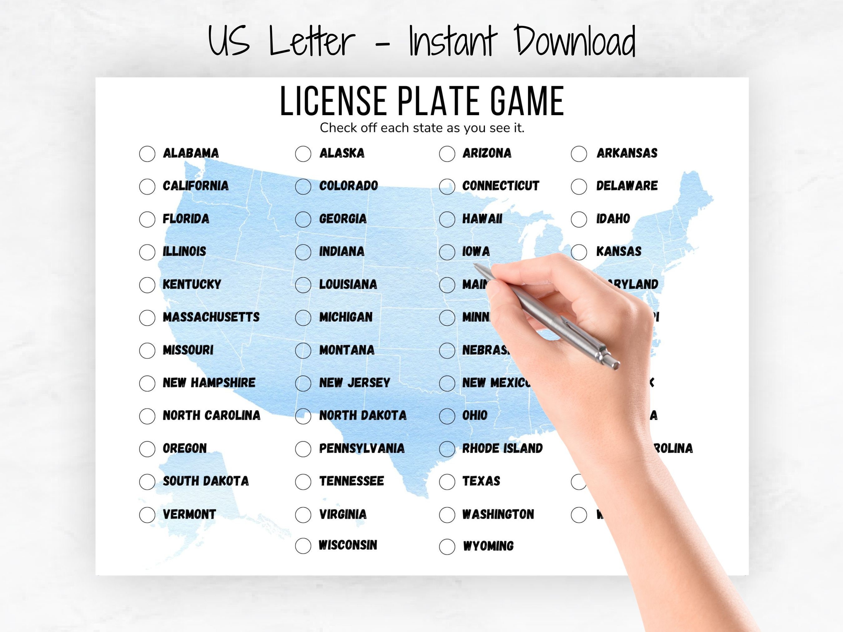 Road Trip License Plate Game, Kids Games Road Trip, Car Games, Travel ...