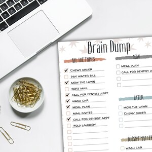 Brain Dump Printable, Brain Dump Template, ADHD Printable, Thought ...