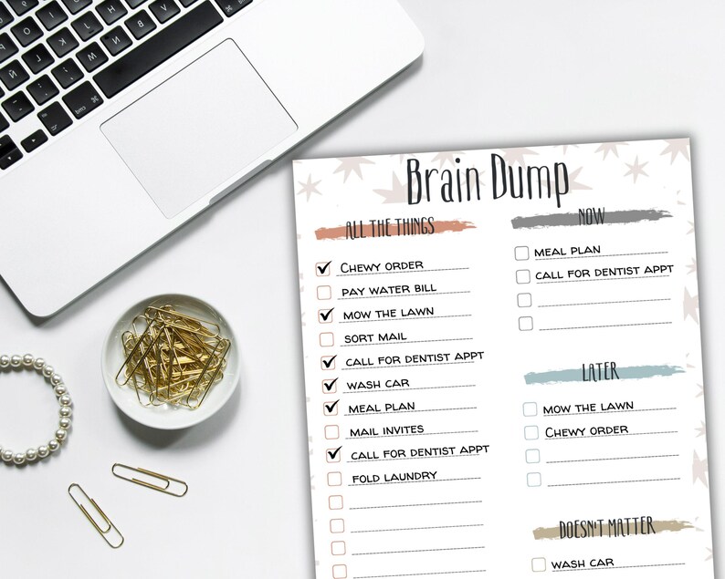 Brain Dump Printable, Brain Dump Template, ADHD Printable, Thought ...