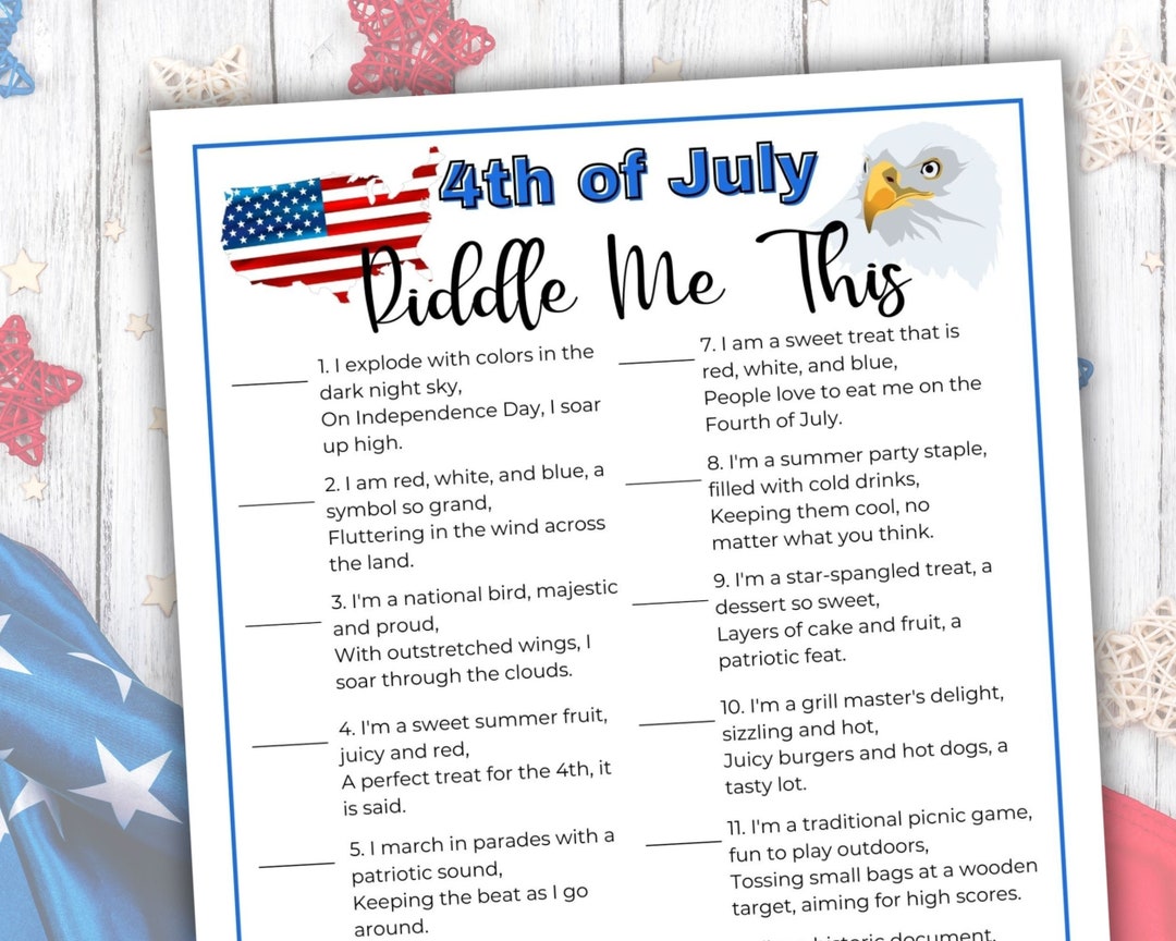 Funny 4th of July Printable, Riddle Me This Trivia Questions and ...