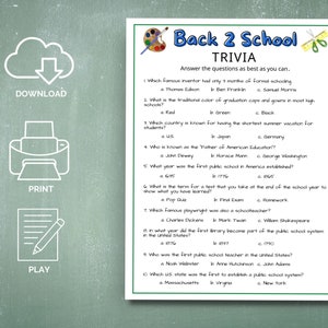 Back to School Trivia Game, Icebreaker Trivia Questions for Kids, First ...