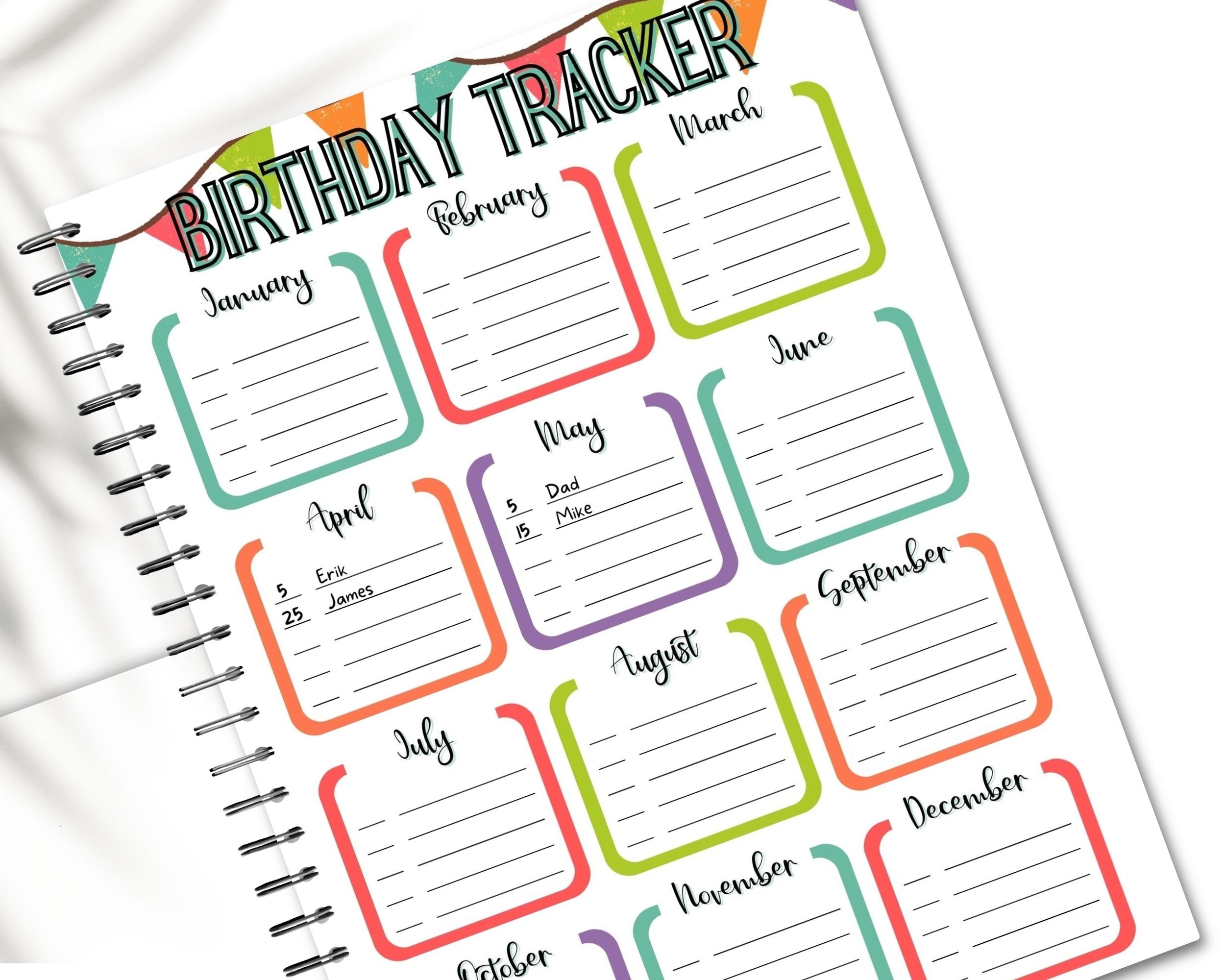 Birthday Tracker PDF, Birthday Calendar, Printable Birthday Tracker PDF ...