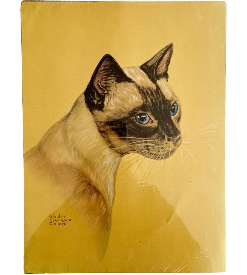 Siamese Cat Lithograph Victorian 1900s Art Print Gladys Emerson Cook ...