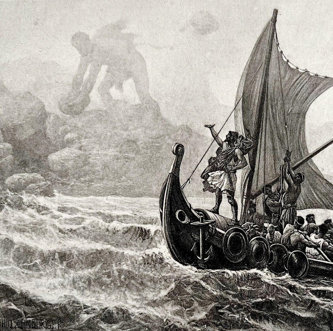 Ulysses Defying the Cyclops Monster Photo Gravure Victorian 1894 Art ...