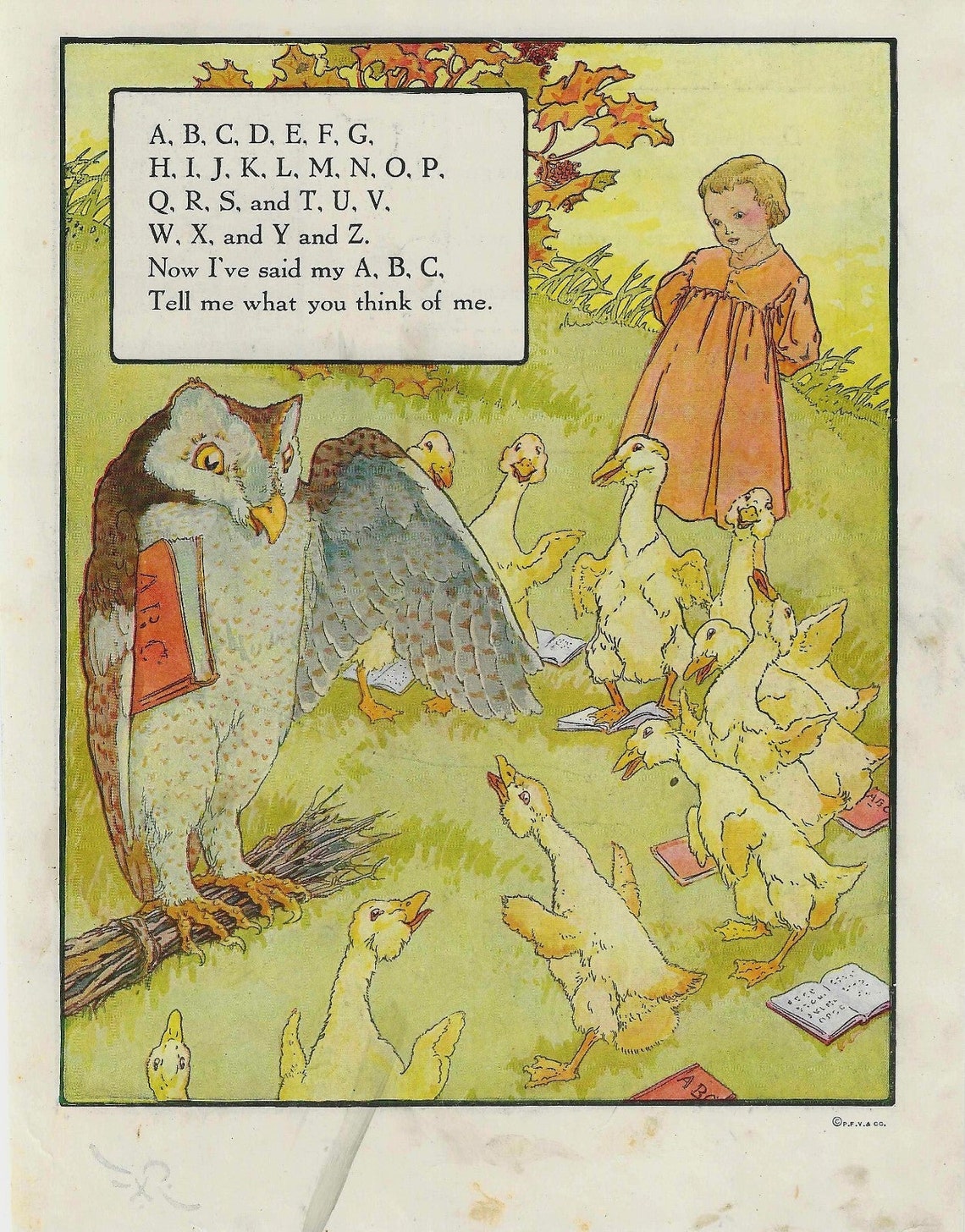 Antique Abc's Mother Goose Rhyme Art Print 1915 Dual Sided - Etsy