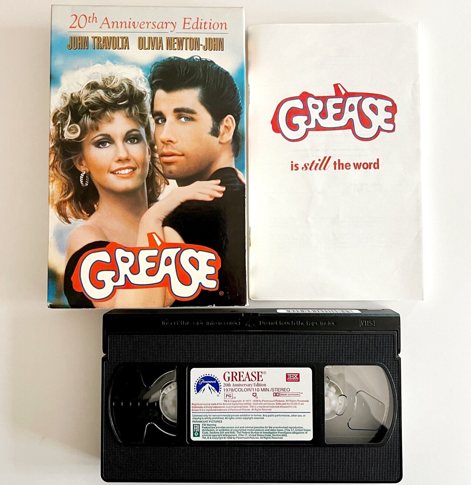 1998 Grease Vintage VHS 20th Anniversary W/screenplay Booklet ...