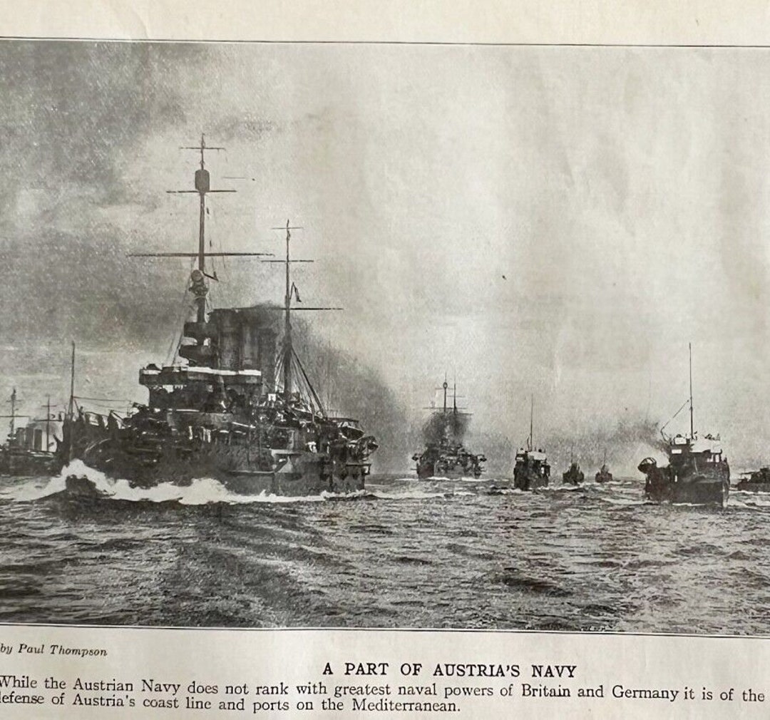 1914 Austrian Navy Battleships Mediterranean Photo Print Antique ...
