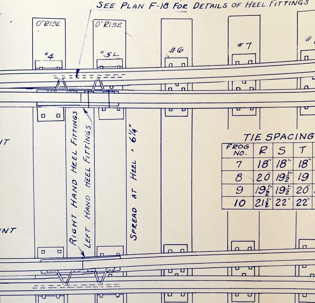 1951 Railroad Bangor Aroostook Blueprint Split Switch Tracks Rail F10 ...