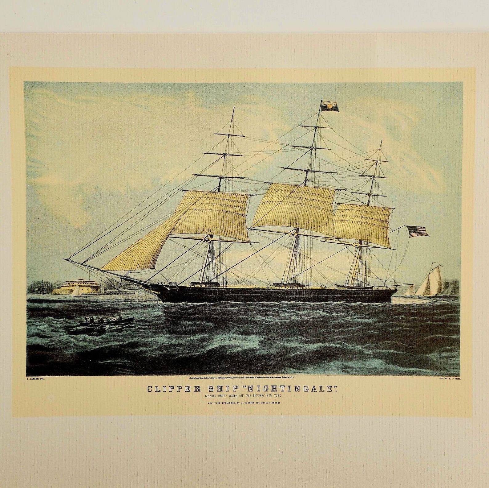 1930 Clipper Ship Nightingale Lithograph Print Currier & Ives Art Nautical - Etsy