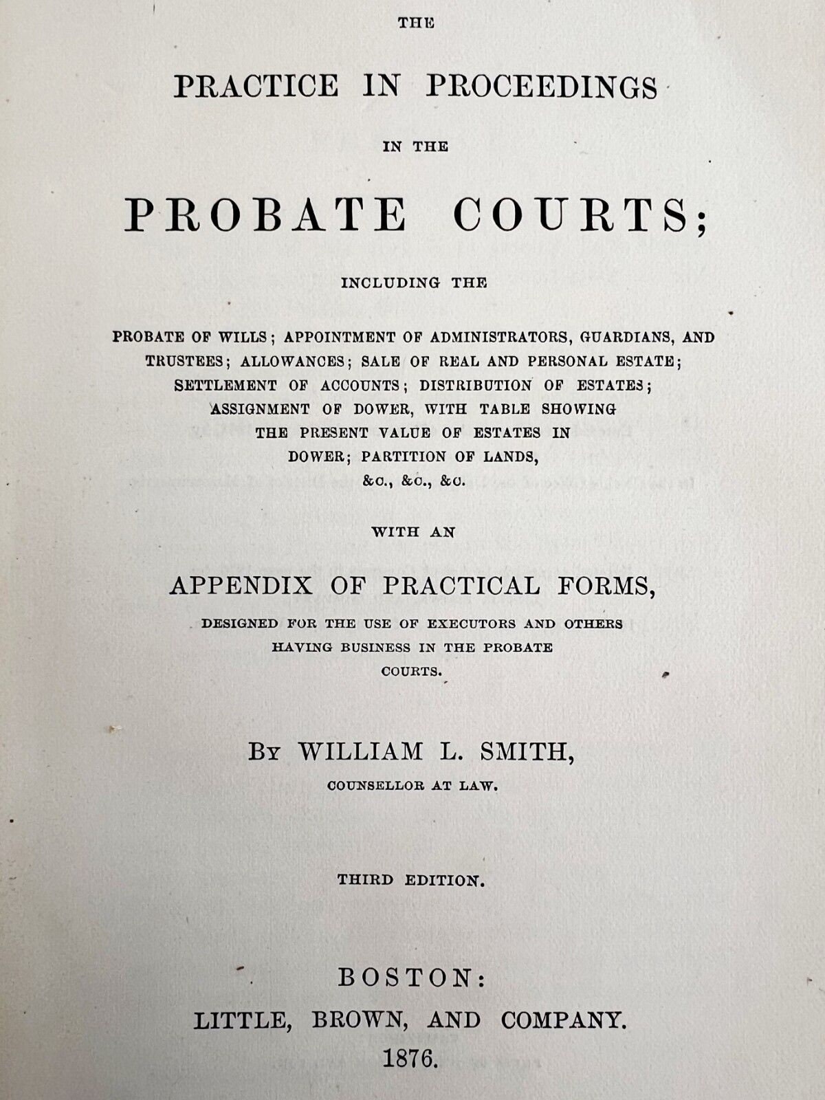 Smith's Probate Law 1876 HC Victorian Leather 3rd Edition Proceedings ...