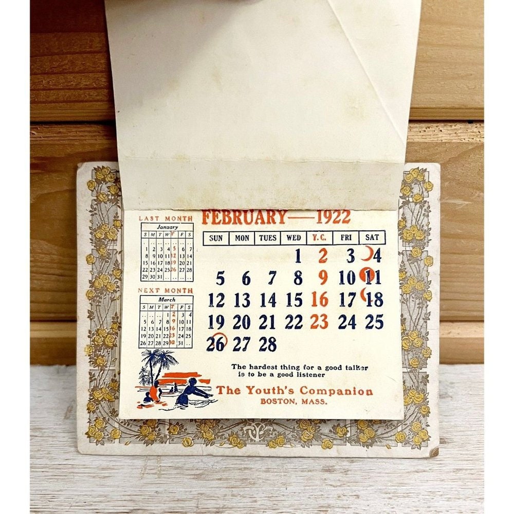 Antique Calendar Complete 1922 Desktop Mini 5 X 4 Youth's Companion - Etsy