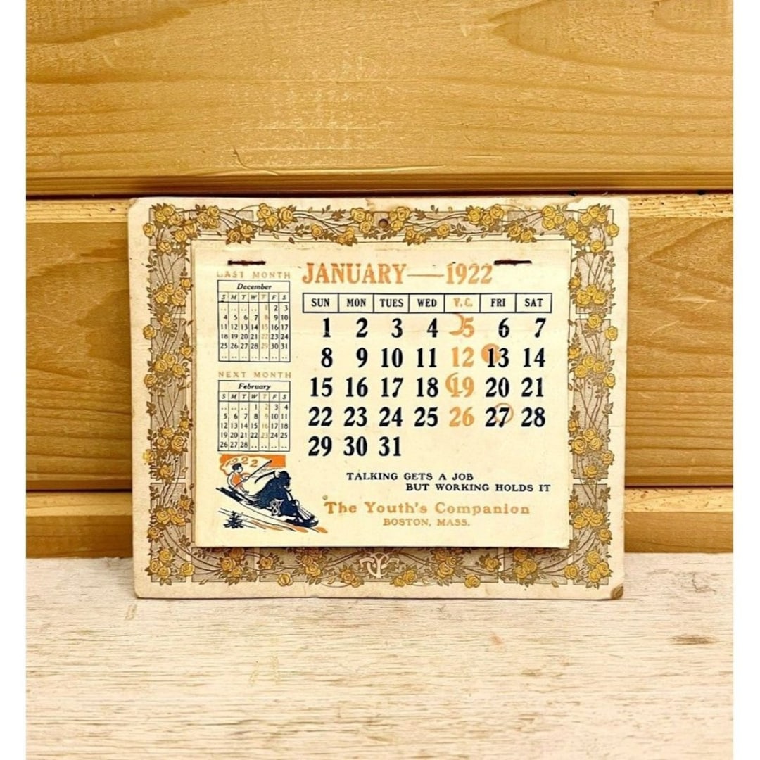 Antique Calendar Complete 1922 Desktop Mini 5 X 4 Youth's Companion - Etsy