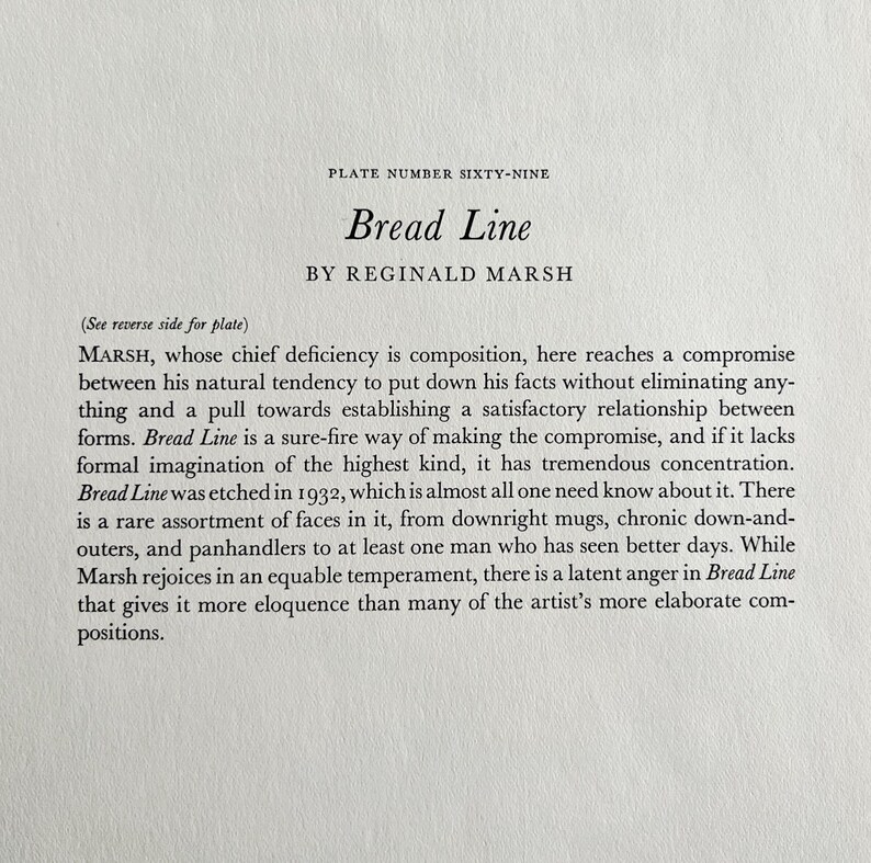 1939 Reginald Marsh Bread Line Art Drawing Print Antique Treasury ...