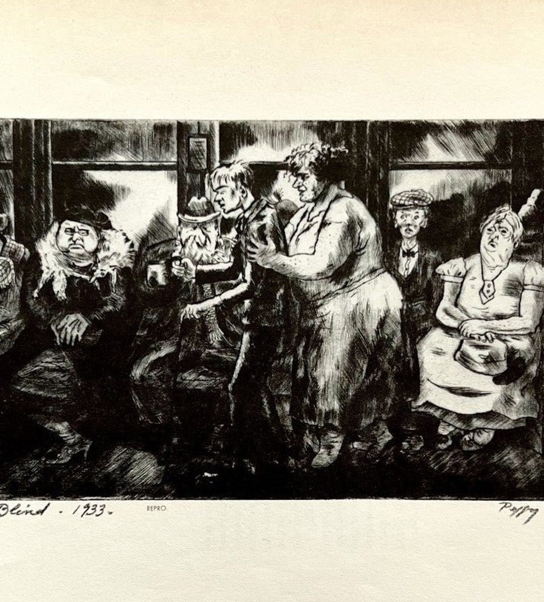 1939 Peggy Bacon Pity the Blind Art Drawing Print Antique Treasury ...