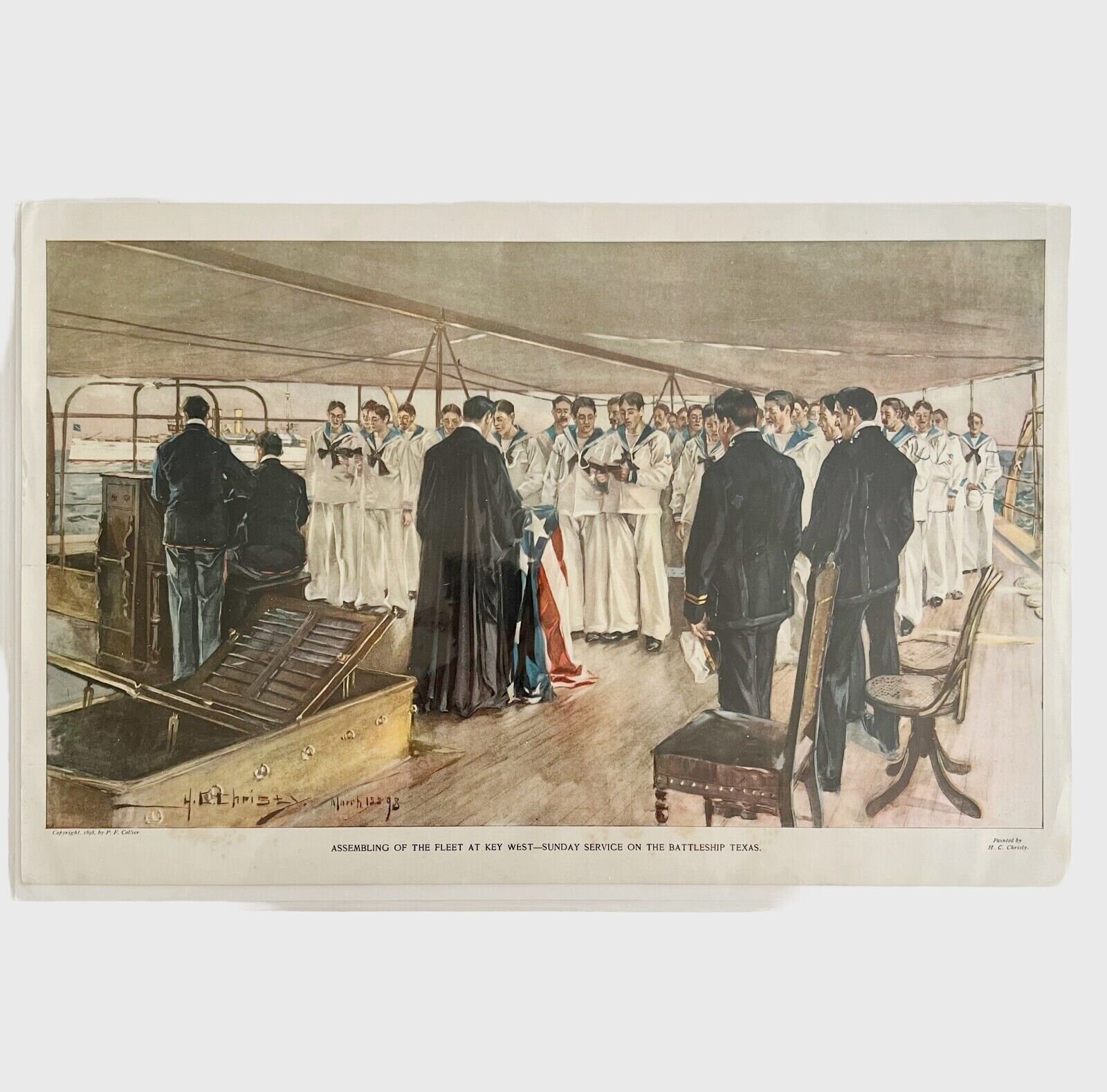 Battleship Texas Key West Navy Fleet 1898 Victorian Lithograph - Etsy